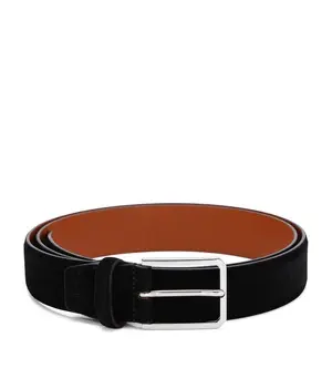 Santoni Suede Belt Black