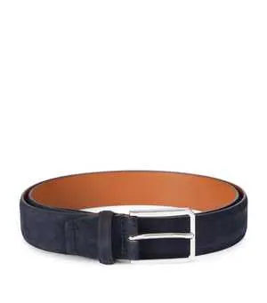 Santoni Suede Belt Navy