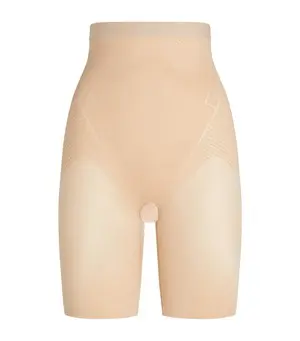 Spanx Shape Invisible High-waist Mid-thigh Shorts Medium Control - Beige
