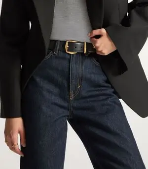 JIMMY CHOO Leather Diamond Clasp Belt