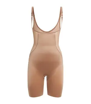 Spanx Shape Invisible Open-bust Mid-thigh Bodysuit - Medium Control Nude