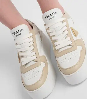 Prada Leather Platform Downtown Sneakers