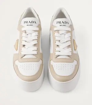 Prada Leather Platform Downtown Sneakers