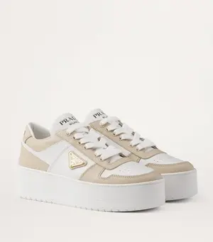 Prada Leather Platform Downtown Sneakers
