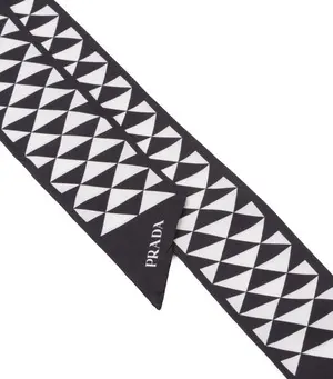 Prada Silk Triangle Skinny Scarf - Black