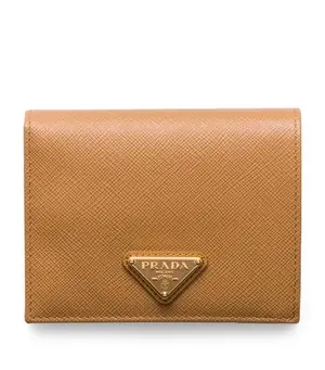 Prada Small Saffiano Leather Wallet Neutral
