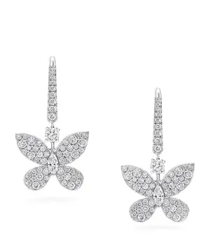 Graff Gold And Diamond Butterfly Mini Drop Earrings - White