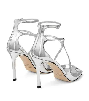 JIMMY CHOO Azia 95 Leather Sandals - Silver