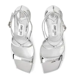JIMMY CHOO Azia 95 Leather Sandals - Silver