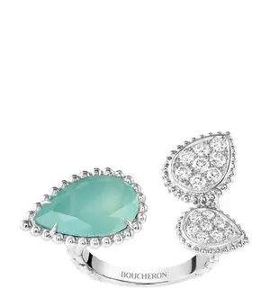 Boucheron Serpent Bohème White Gold Diamond And Aquaprase Ring - Blue
