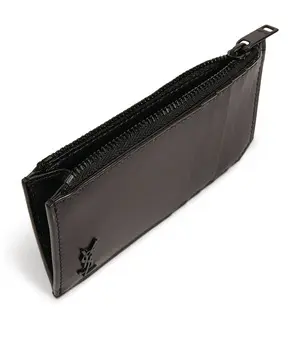 Saint Laurent Leather Fragments Monogram Card Holder