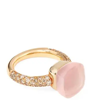 Pomellato Nudo Ring With Diamonds, Quartz And Chalcedony - Pink