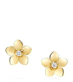 Graff Mini Wild Flower Diamond And Gold Earrings - Yellow