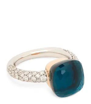 Pomellato Nudo Ring With Diamond, Topaz, And Turquoise - Blue