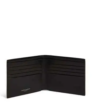 Saint Laurent Leather Monogram East/west Wallet - Black