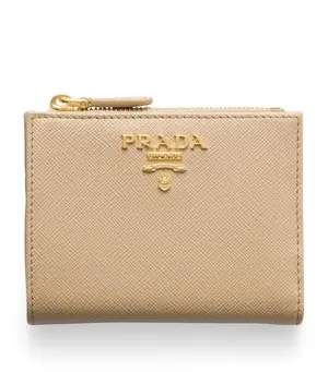 Prada Small Saffiano Leather Bifold Wallet Neutral