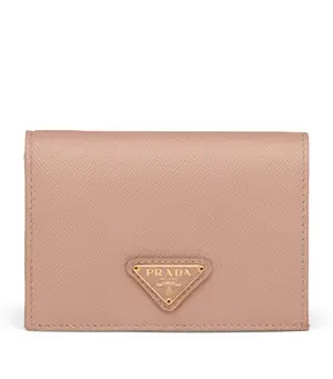 Prada Small Saffiano Leather Bifold Wallet - Nude
