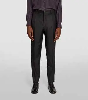 Giorgio Armani Wool-cashmere Tailored Trousers - Black
