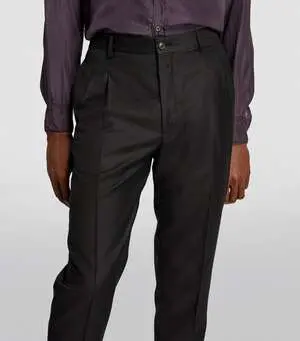 Giorgio Armani Wool-cashmere Tailored Trousers - Black