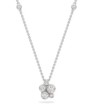 BOODLES Platinum And Diamond Raindance Cluster Pendant - Silver