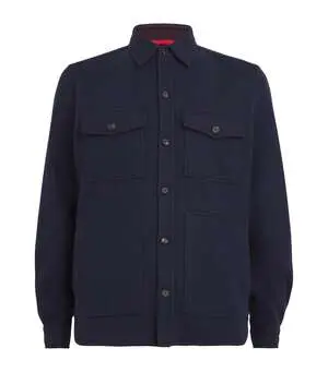 Isaia Wool-cashmere Overshirt - Navy