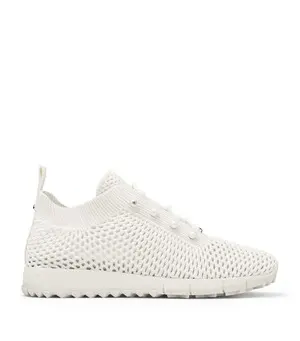 JIMMY CHOO Embellished Velour Sneakers - White