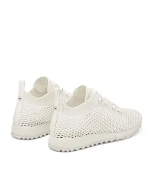 JIMMY CHOO Embellished Velour Sneakers - White