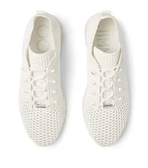 JIMMY CHOO Embellished Velour Sneakers - White