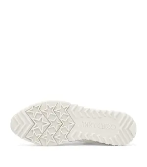JIMMY CHOO Embellished Velour Sneakers - White