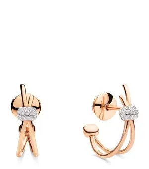 Pomellato And Diamond Hoop Earrings - Rose Gold