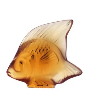 Lalique Crystal Fish Sculpture - Orange