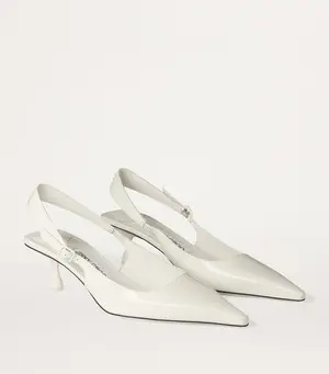 JIMMY CHOO Amel 50 Leather Slingback Pumps - White