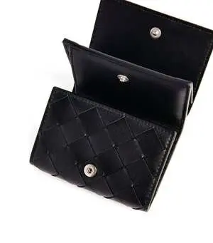 Bottega Veneta Leather Intrecciato Trifold Wallet