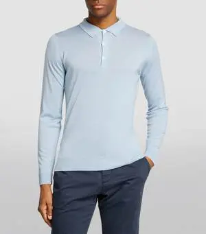 John Smedley Merino Wool Long-sleeve Polo Shirt