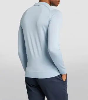 John Smedley Merino Wool Long-sleeve Polo Shirt