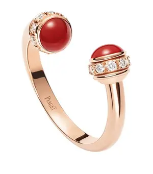 PIAGET Possession Rose Gold, Diamond, And Carnelian Open Ring - Red