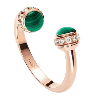 PIAGET Rose Gold, Diamond, And Malachite Possession Ring - Green