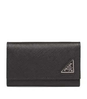 Prada Saffiano Leather Key Case - Black