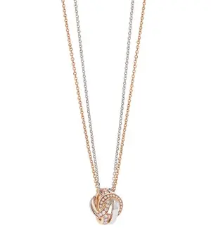 BOODLES Rose And White Diamond Knot Pendant Necklace - Gold