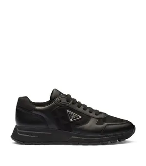 Prada Leather And Re-nylon Sneakers - Black