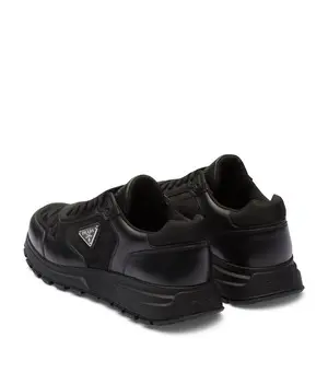 Prada Leather And Re-nylon Sneakers - Black