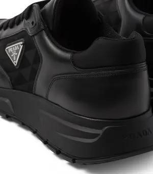 Prada Leather And Re-nylon Sneakers - Black