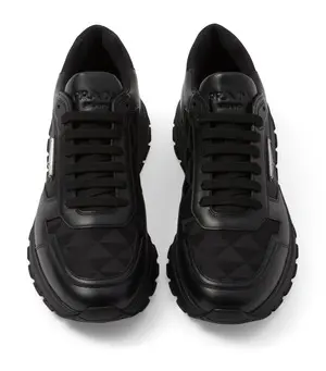 Prada Leather And Re-nylon Sneakers - Black