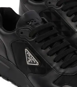 Prada Leather And Re-nylon Sneakers - Black