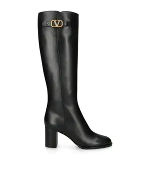 Valentino Garavani Leather Vlogo Knee-high Boots