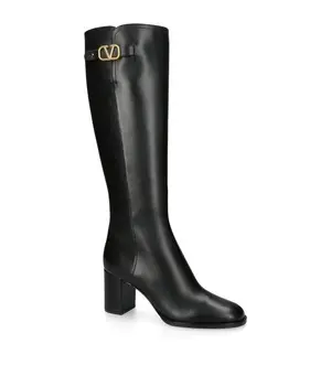 Valentino Garavani Leather Vlogo Knee-high Boots