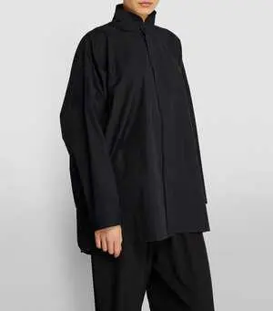 Eskandar Cotton Shirt With Double Stand-collar