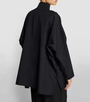 Eskandar Cotton Shirt With Double Stand-collar