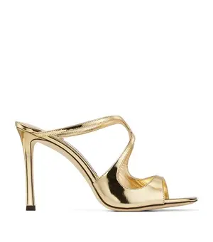 JIMMY CHOO Anise 95 Leather Sandals - Gold