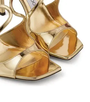 JIMMY CHOO Anise 95 Leather Sandals - Gold